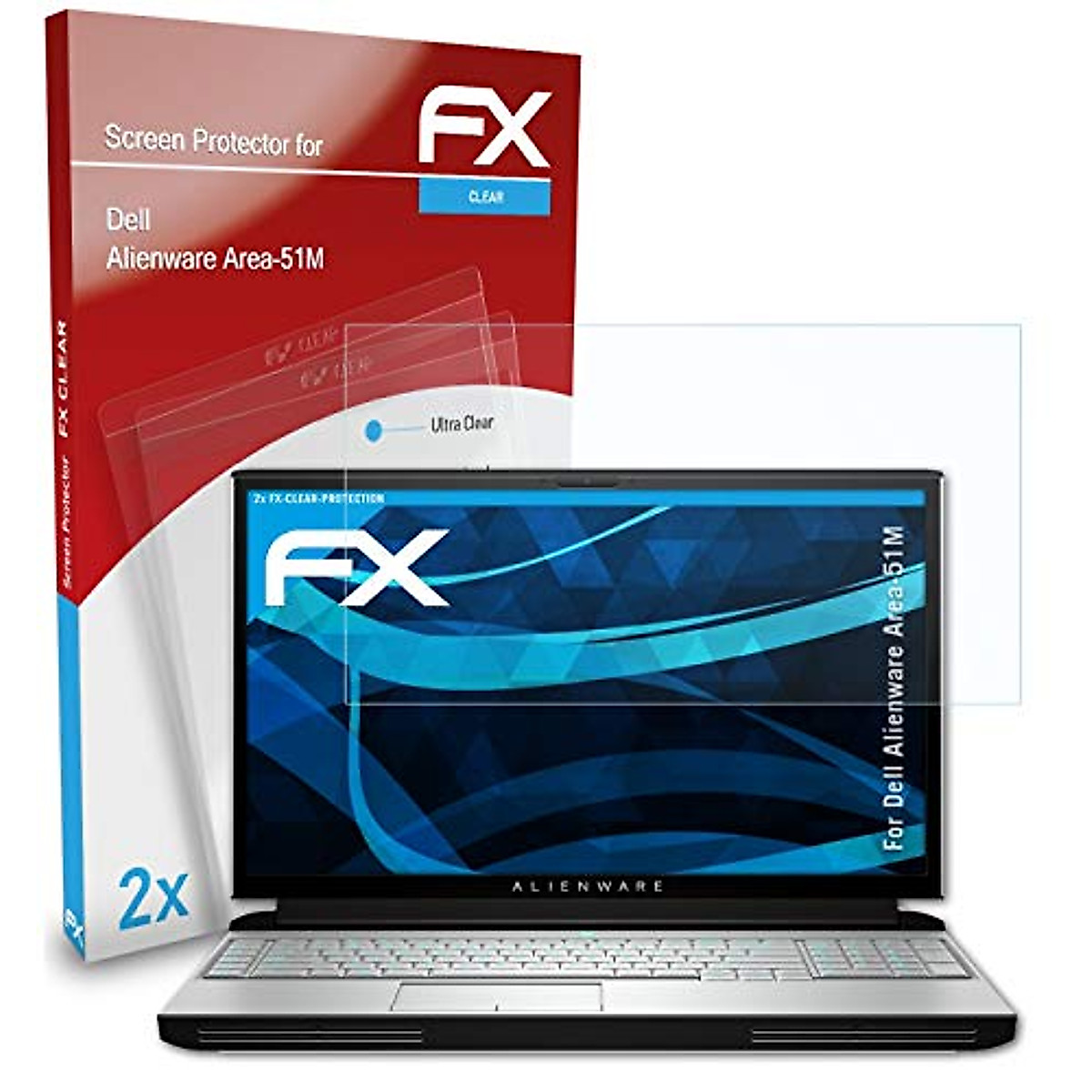 atFoliX Screen Protection Film Compatible with Dell Alienware Area-51M Screen Protector, Ultra-Clear FX Protective Film (2X)