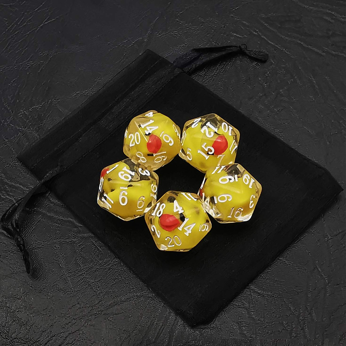 BESCON DICE Yellow Duck 20 Sides Dice Set of 5, Duck D20 5pcs Set