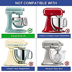 Roabertic Flex Edge Beater for KitchenAid Bowl-Lift Stand Mixer - 6 Quart Flat Beater Paddle with Flexible Silicone Edges