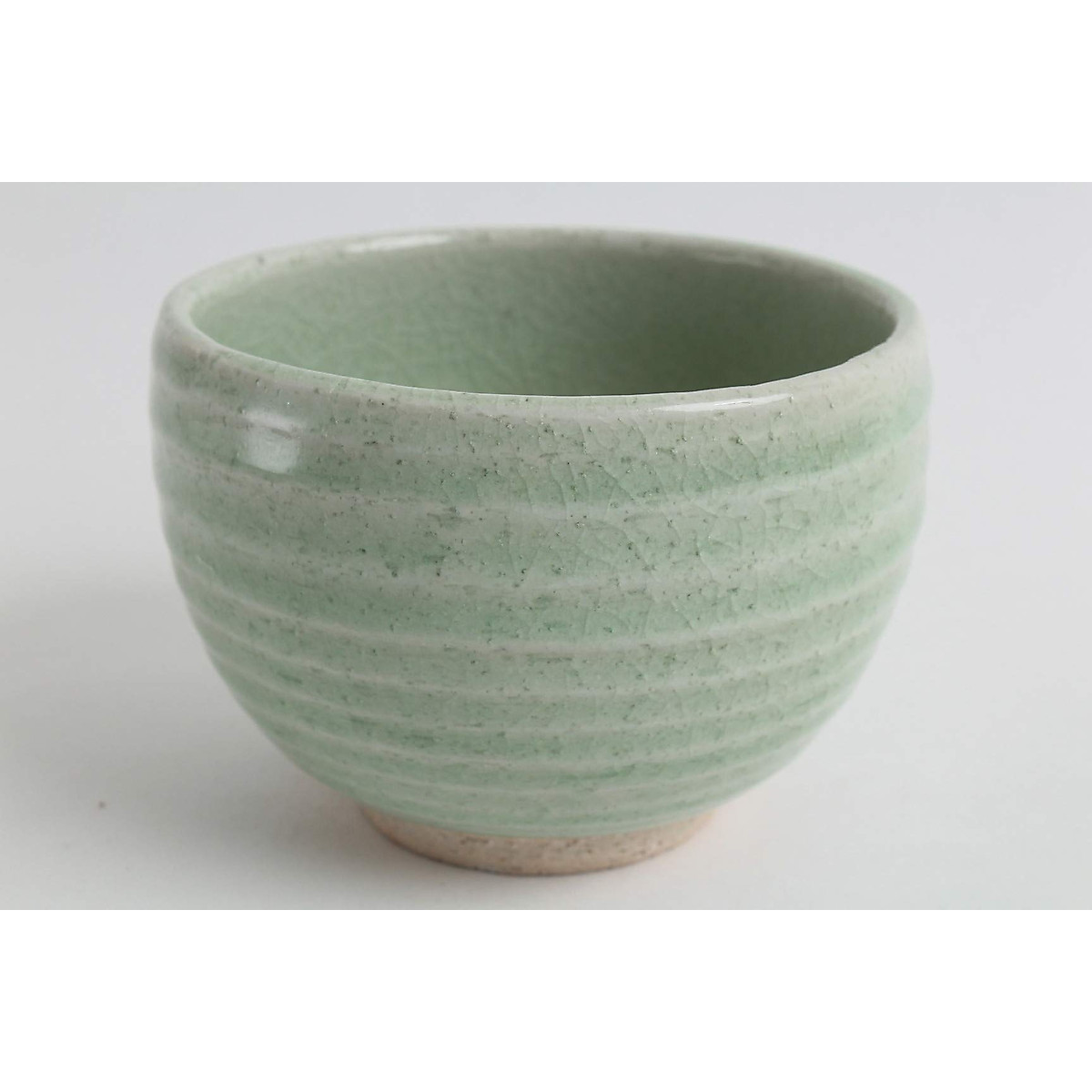 Mino ware Japanese Pottery Large Bowl Mint Green Stripe Crackled (Matcha/Rice) made in Japan (Japan Import) MSB010
