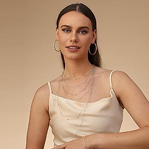 SAVEARTH DIAMONDS 2.9MM Round Cut Moissanite Diamond Lab Created Bezel Set Yard Station 36" Long Chain Necklace In 14k White Gold Over Sterling Silver Jewelry (G-H Color, 1.60 Cttw)