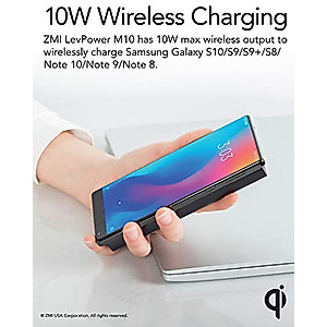 ZMI LevPower M10 MFi & Qi Certified USB PD Portable Charger with USB-C & Lightning Ports, Wireless Power Bank Compatible with iPhone 14/13/12/11/Pro/Max/X/XS/XS Max/8/8 Plus & iPad