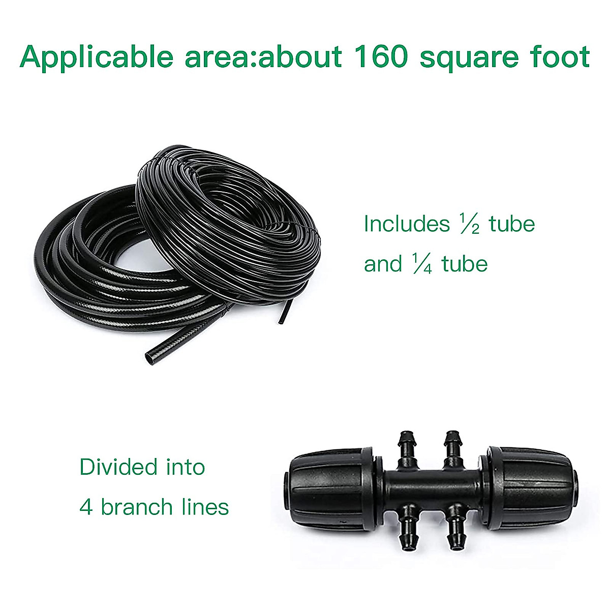 Micro Drip Irrigation Kit 226FT Greenhouse Automatic Patio Misting Plant Watering System with 1/4 inch 1/2 inch Blank Distribution Tubing Hose Adjustable Nozzle Emitters Sprinkler Barbed Fittings