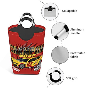 Joey Logano 22 Large Laundry Basket Laundry Hamper Bag Washing Bin Clothes Bag Collapsible Tall with Handles Waterproof Bathroom College Essentials Storage for College Dorm, Family