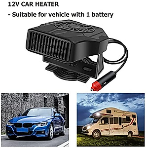 2023 Upgraded 12V Car Heater, YYoomi 150W Electronic Auto Defrost Defogger, 2 in 1 Portable Heating/Cooling Fan for Truck, 3-Outlet, Plug Into Cigarette Lighter, 360 Degree Rotary