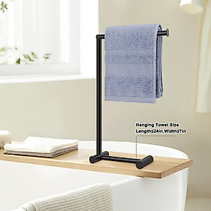 Livabber L-Shape Hand Towel Holder Stand, Metal Hand Towel Rack Modern Countertop Hand Towel Ring Standing Towel Bar for Bathroom Kitchen(Black)