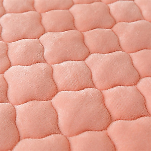 Velvet Fitted Sheet Full Size,Plush Thicken Quilted Mattress Cover 2 Pillowcases-Fuzzy Flannel Bed Sheets with 13'' Deep Pocket,Suitable for Fall Winter and Spring (Pink, Full)