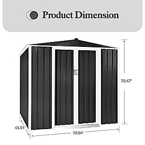 Skiway 4' x 6' Outdoor Garden Storage Shed with Sliding Door, Perfect to Store Patio Furniture, Garden Tools, Bike Accessories, Beach Chairs, Weather Resistance, Dark Grey