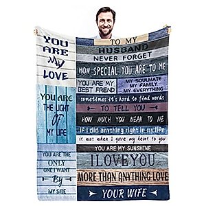 Throw Blanket Valentines Day Gifts for Husband from Wife for Husband Birthday Gifts Ideas Soft Fleece Luxury Blanket for Bed Sofa and Travel 60"X50"
