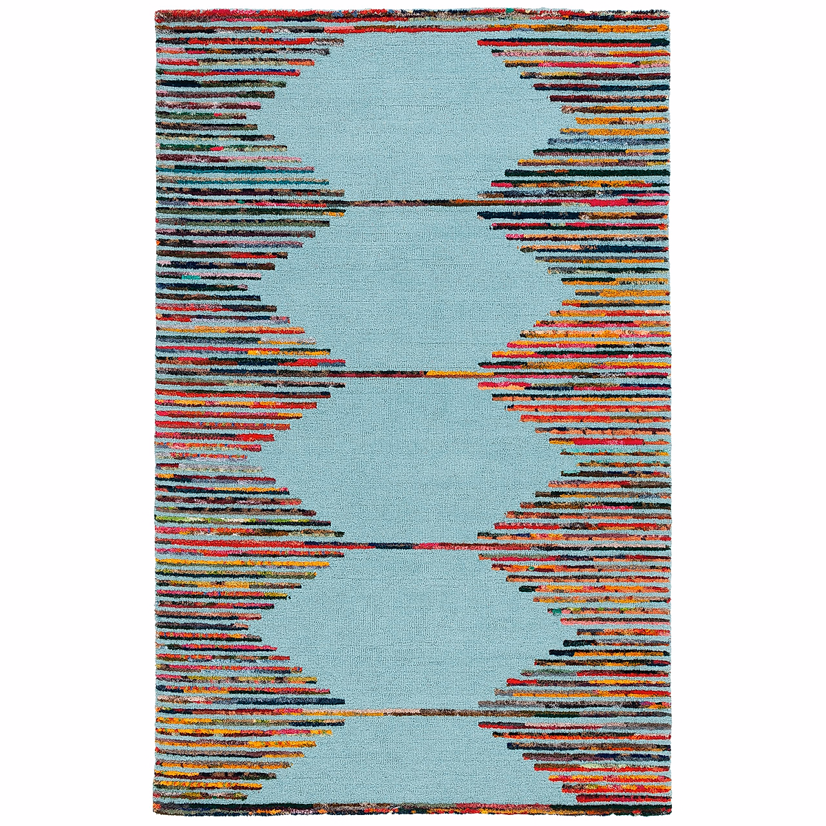 SAFAVIEH Nantucket Collection Area Rug - 6' x 9', Teal & Red, Handmade Cotton & Wool, Boho Design, Ideal for The Living Room, Bedroom, Dining Room (NAN605W-6)