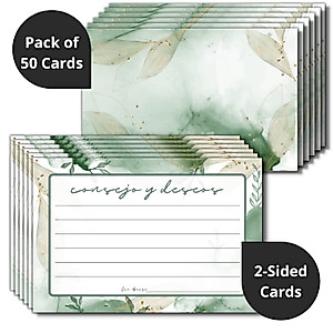 WillaBees Advice & Wishes Cards in Spanish 50 Consejos y Deseos Tarjetas For Graduation Party Well Mr Mrs Wedding Bridal Shower Retirement Baby Games Cards, Green, 6''Wx4''H