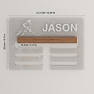 Personalised Light up Medal Hanger Display, Ammonite Holder Rack for Awards or Ribbons, Personalized Sports Themed Ribbon Holder for Wall, Tiered Award Rack (Customize)