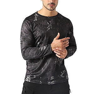 Bethspec Moisture Wicking Long Sleeve T-Shirt for Men UV Sun Protection Athletic Shirts Hiking Cycling Running (2XL, Python Black)