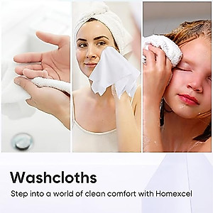 HOMEXCEL Microfiber Washcloths 50 Pack, Highly Absorbent and Soft Face Towel, Multi-Purpose White Wash Cloths for Bathroom, Hotel, Spa, Gym, and Kitchen, 12x12 Inch