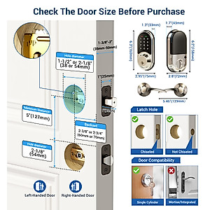 Veise Wifi Smart Lock with 2 Handles, Keyless Entry Door Lock Deadbolt with Handle Set, Smart Locks for Front Door with App Control, Electronic Digital Lock, Auto Lock, Easy Installation, Satin Nickel
