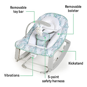 Ingenuity Keep Cozy 3-in-1 Grow with Me Vibrating Baby Bouncer Seat & Infant to Toddler Rocker - Spruce, Newborn and up