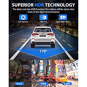 Dash Cam, 3 Channel Dash Cam, 1080P Dash Cam Front and Inside, Triple Dash Cam Front and Rear Inside, Dash Camera with 32GB Card, HDR, G-Sensor, 24Hr Parking, Loop Recording