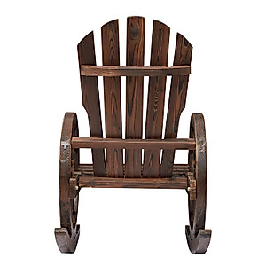 KINTNESS Wagon Wheel Wood Rocking Chair Outdoor Furniture Patio Chairs Armrest Rocker for Garden