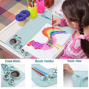 Silicone Craft Mat, Silicone Mat for Resin Casting 24“x16” Non Stick Silicone Sheet with Cleaning Cut for Oil Painting, Art, Clay and Play(blue)