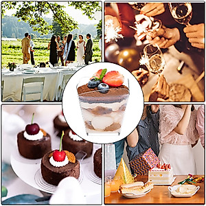 Frcctre 100 Pack 3.4 Oz Clear Dessert Tumbler Cups with Spoons, Disposable Plastic Appetizer Cups Parfait Shooters Cups for Desserts, Puddings, Mousse, Wedding, Party