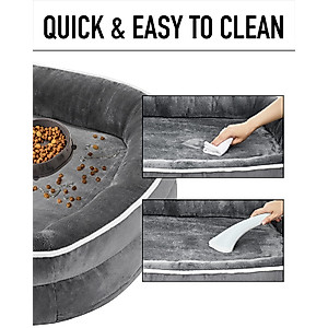 OhGeni Orthopedic Dog Bed for Large Dogs, Dog Couch Design with Egg Foam Support, Removable, Machine Washable Plush Cover and Non-Slip Bottom with Four Sided Bolster Cushion (Gray)