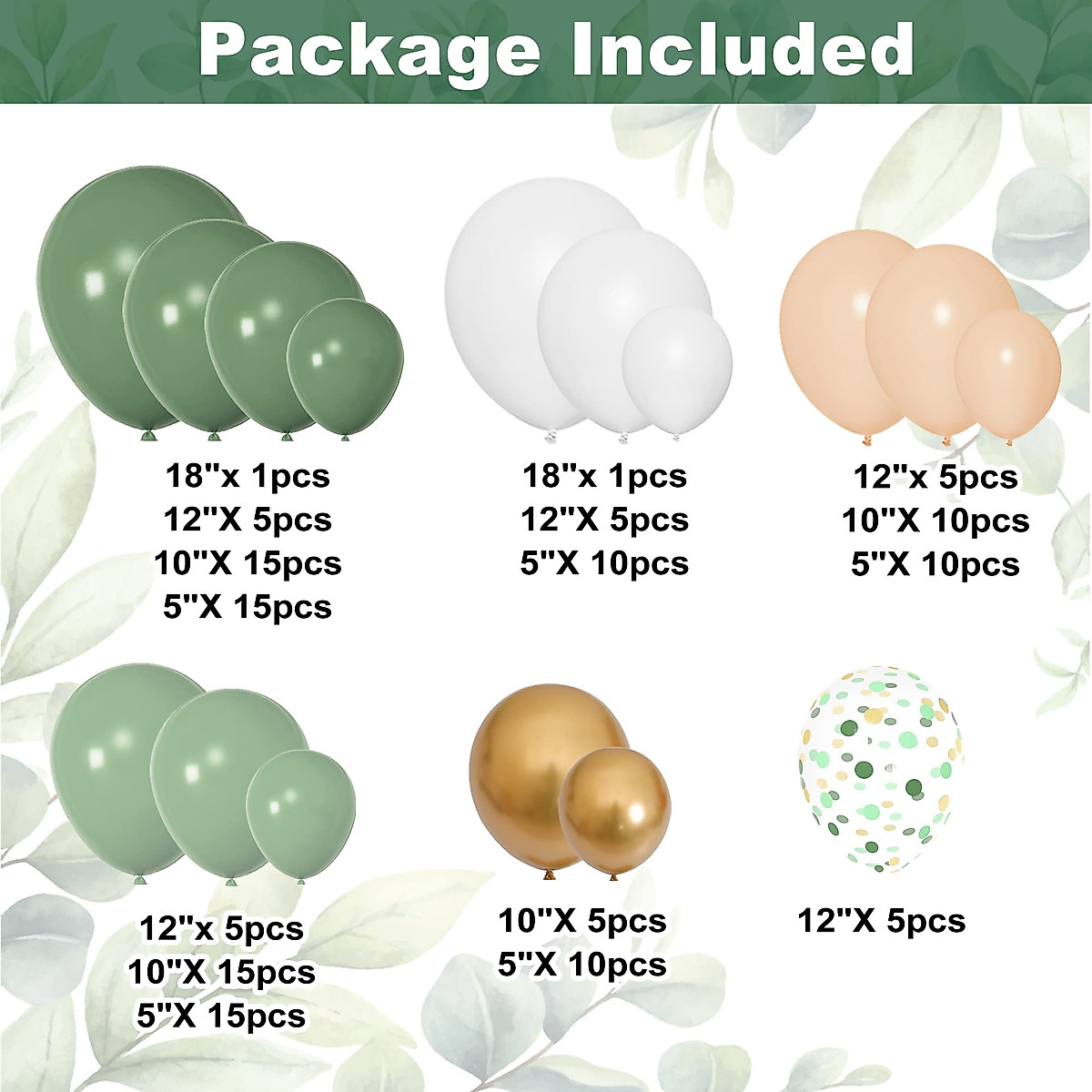 Amandir 143Pcs Baby Boxes Sage Green Baby Shower Decorations, Olive Green Balloon Garland Kit 4 Baby Blocks Gold Letter for Gender Neutral Boy Girl Safari Jungle Biythday Party Supplies