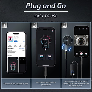 [Dual-Lens] Endoscope Camera with Light, 1920P Borescope Inspection Camera with 8+1 Adjustable LED Lights, Semi-Rigid Snake Cable 16.5FT, IP67 Waterproof for iPhone, iPad, Samsung,Cool Gadgets for Men