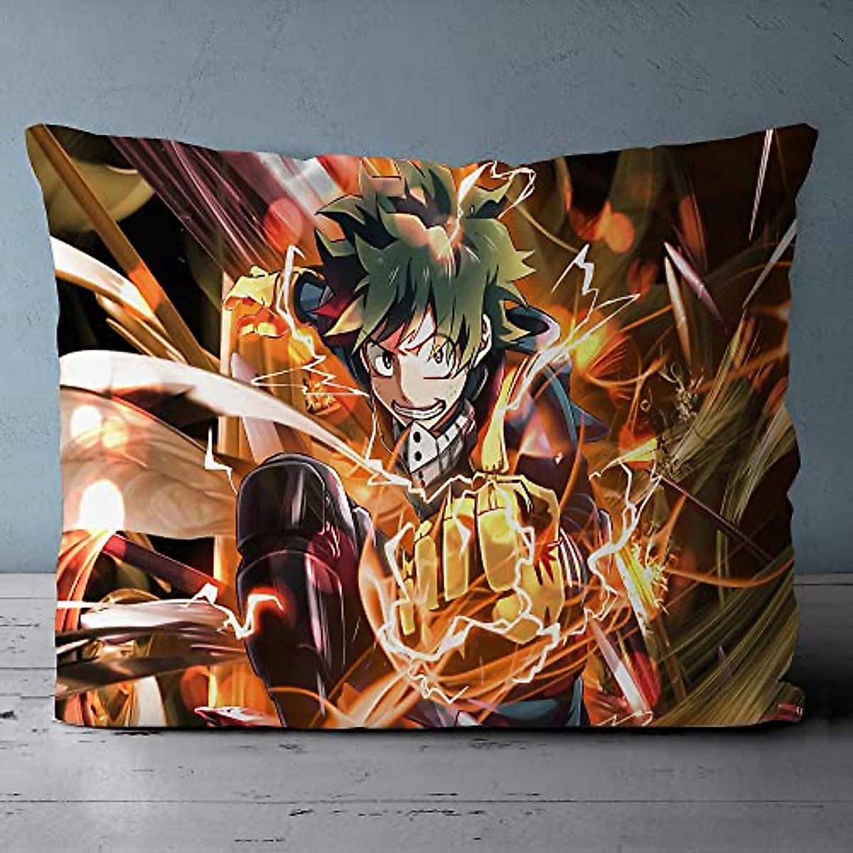 AKARDO Hero School Anime One for All Izuku Duvet Covers, Soft Microfiber Washed Duvet Cover Set 3 Pieces with Zipper Closure,Beding Set (05,Queen (90"x90"))