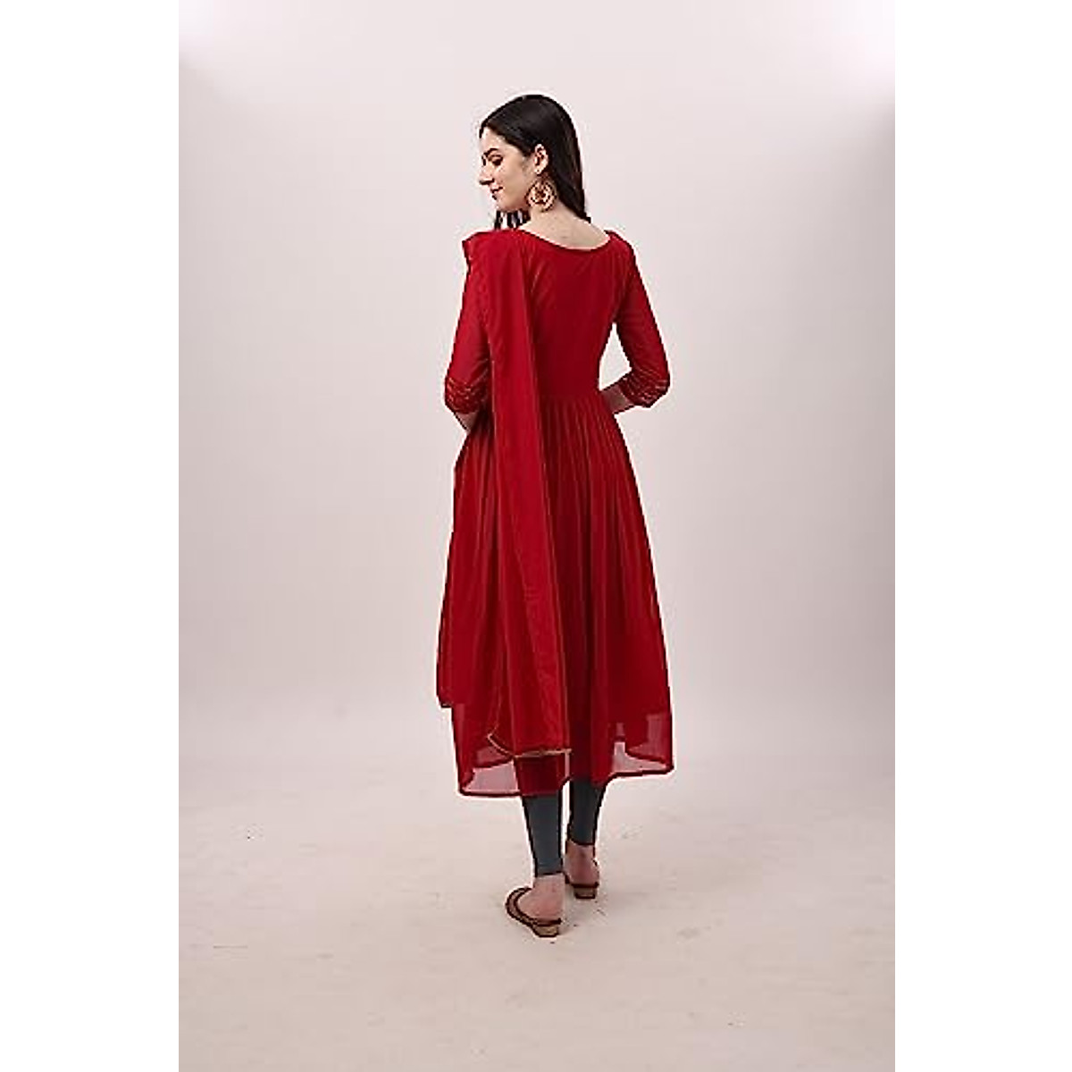 DREAMANGEL FASHION Womens Party Wear Georgette Printed straight Kurta With Dupttaa (as1, alpha, s, regular, regular, PINK)