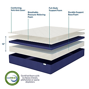 Sleep Innovations Arlo 10 Inch Cooling Firm Support Foam Mattress, King Size, Bed in a Box, Airflow Foam, Firm Feel