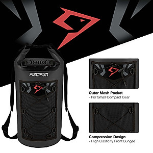 Piscifun Dry Bags, Waterproof Floating Backpack with Waterproof Phone Case for Kayking, Boating, Kayaking, Surfing, Rafting and Fishing, Deck Bags, Black 10L
