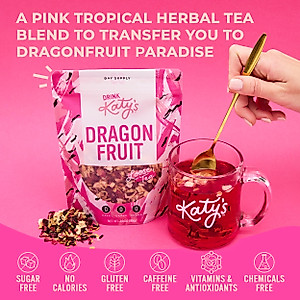Katy’s Dragonfruit Loose Leaf Tea | Hydrating & Fruity Herbal Tea | Hibiscus, Dragonfruit & Pineapple | Caffeine-Free Fruit Tea | 30+ Cups | Hot or Iced | Antioxidant-Rich | Woman-Owned | 3oz Pouch