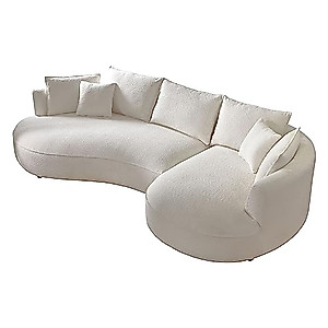 Left-Facing Cloud Curved Sofa Boucle Sectional Couch with Extra Wide Chaise Lounge and Pillows, Luxury Minimalist L-Shaped Leisure Sofá, 6-Seat Oversized Sofa&Couches for Living Room Apartment