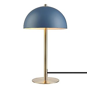 Globe Electric 52942 15" Desk Lamp, Matte Blue, Matte Brass Accents, in-Line On/Off Rocker Switch, Home Décor, Desk Lamps for Home Office, Home Office Accessories, Room Décor, Accent Lighting Lamps