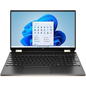 HP Spectre x360 Home & Business 2-in-1 Laptop (Intel i7-1165G7 4-Core, 16GB RAM, 512GB SSD, Intel Iris Xe, 15.6" Touch 4K Ultra HD (3840x2160), Active Pen, Fingerprint, Win 11 Home) (Renewed)