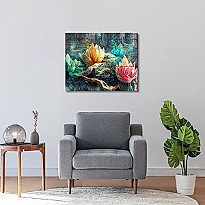 TUMOVO Paint by Numbers for Adults Flowers - Oil Painting for Adults Kids Paint by Number Kids Paint by Number Kits Adult Paint by Number DIY Acrylic Paint by Number Vintage Lotus, 16"x20"