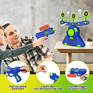 Shooting Games Toy Gift for Age 5, 6, 7, 8, 9, 10+ Years Old Kids, Glow in The Dark Boy Toy Floating Ball Targets with Foam Dart Toy Blaster, 10 Balls 5 Targets