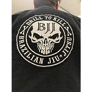 Gi Store Rocks! BJJ Patches Set of Two Drill to Kill 4.7 and 9.8 inches sew on Jiu Jitsu GIS Patch Design for - Womens Gi Gifts Him, GS-0011224