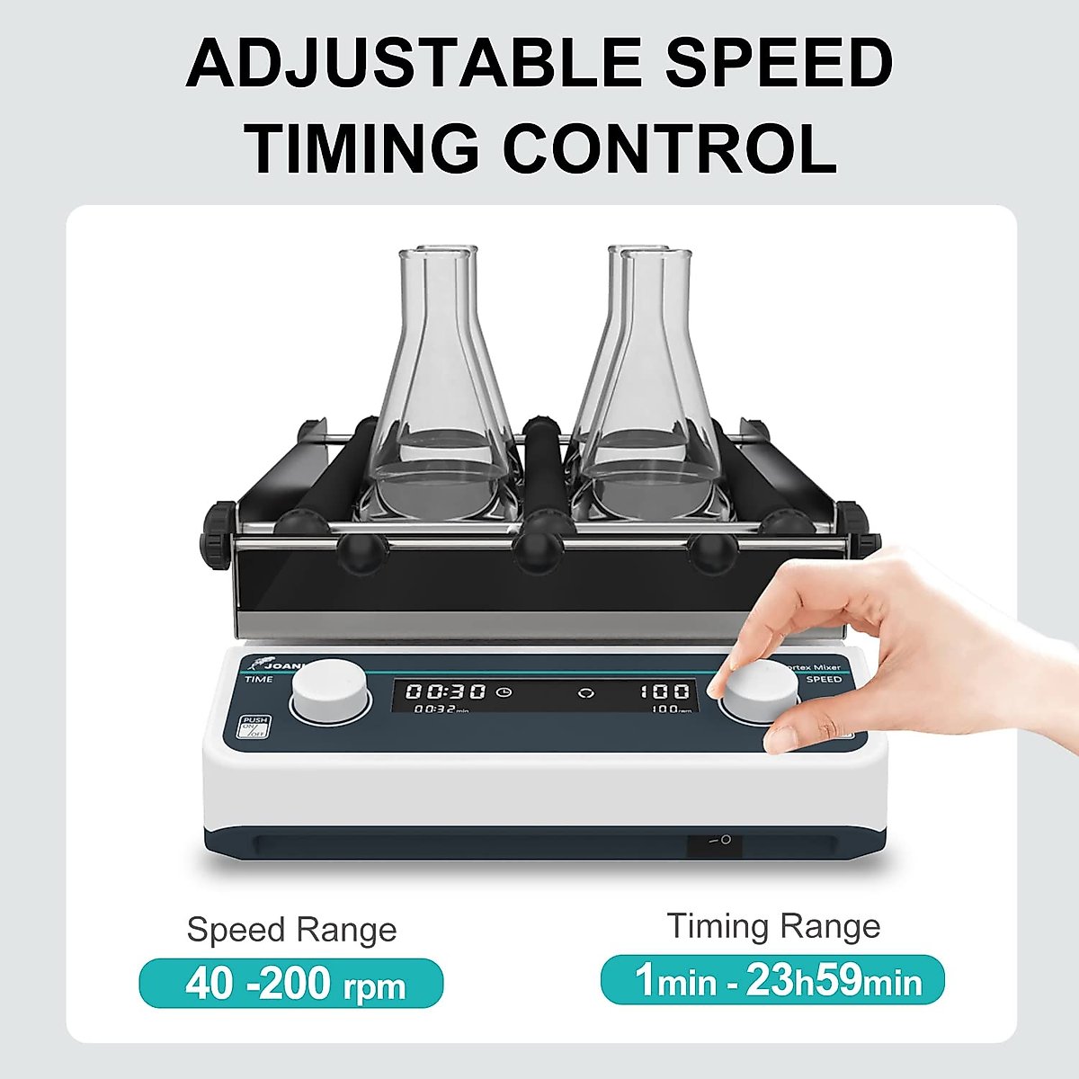 JOANLAB Lab Orbital Shaker Mixer 40-200rpm Adjustable, Timed and Continuous Modes,Digital Orbital Rotator Shaker (OS-20PRO)