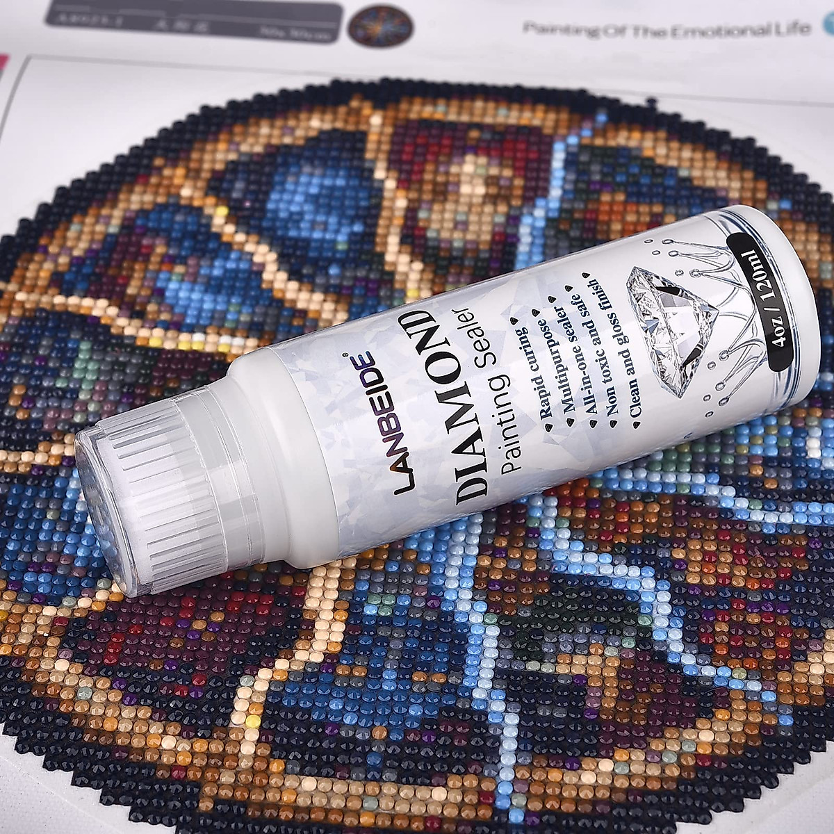 LANBEIDE Diamond Painting Sealer 120ML, 5D Diamond Painting Glue Permanent Hold & Shine Effect Sealer for Diamond Painting and Puzzle Glue (4 OZ)