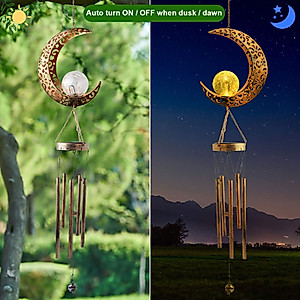 Moon Wind Chime Women Birthday Gift Grandma Birthday Gift Outdoor Solar Garden Moon Gift Garden Party Decor Wind Chimes Solar Moon Gifts Gift for Women Mother Gifts Women Gift,Mom Gift from Daughter​