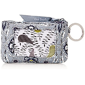 Vera Bradley Women's Cotton Zip ID Case Wallet, Plaza Tile - Recycled Cotton, One Size