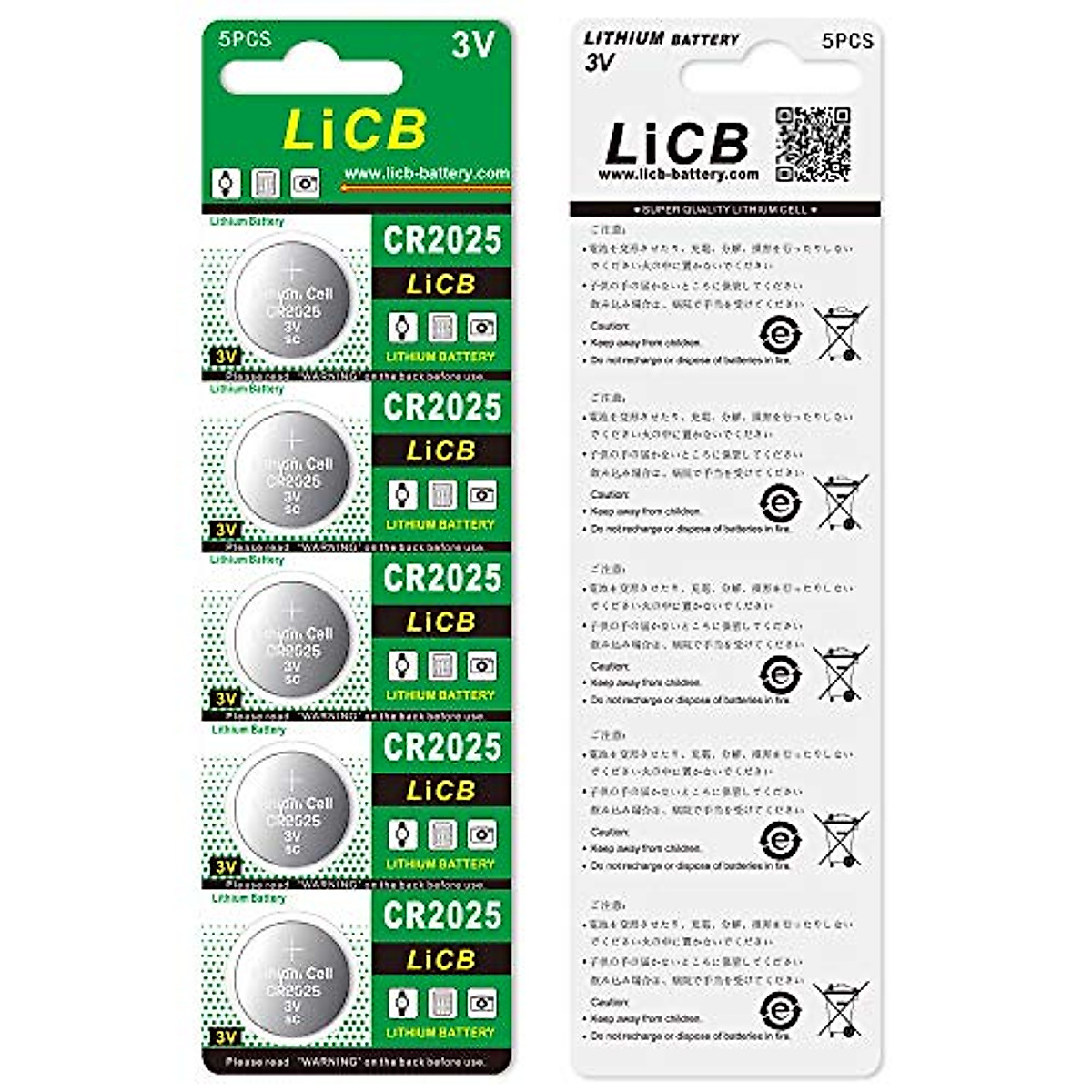 LiCB CR2025 3V Lithium Battery(10-Pack)