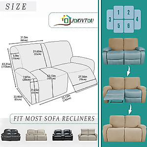 JOKIVTOU 1/2/3 Seats PU Leather Stretch Recliner Cover Sofa Cover with Side Pockets Waterproof Slipcover Recliner Couch Cover Furniture Protector with Elastic Bottom Living Room