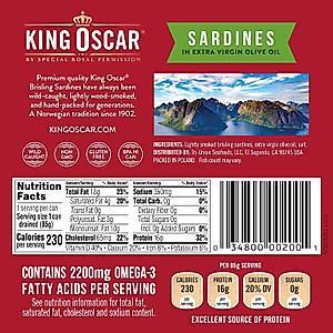 King Oscar Brisling Sardines in Extra Virgin Olive Oil, 3.75-Ounce Cans (Pack of 4)