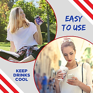 36 Pieces Independence Day Can Cooler Sleeve 4th of July Thermocoolers Collapsible Neoprene Bottle Insulators American Flag Can Cooler Sleeve Patriotic Drink Cooler for 12oz Drink Party Supplies