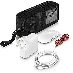 CM Travel Cable Organizer Case Bag Portable Computer Accessories Zipper Mesh Pouch Bag for Holding Laptop Mouse, Power Bank, USB, Adapter, Charger, Cellphone and Cosmetics