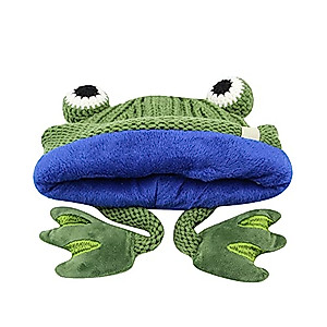 Suillty Toddler Kids Infant Winter Hat Cute Frog Earflap Knit Warm Cap Fleece Lined Beanie for Baby Boys Girls Green