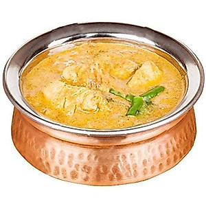 VAKRATUNDA KITCHENWARES Heavy-Duty Stainless Steel Handi, Multipurpose Indian Serveware, Tableware, Copper Serving Bowls Pack of (2) - Diameter 5 inches