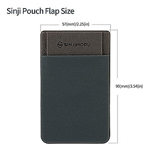 Sinjimoru Secure Card Holder for Back of Phone, Stretchy Fabric Cell Phone Wallet Stick On Credit Card Case for iPhone & Android. Sinji Pouch Flap Grey